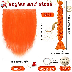 29 Pcs Halloween Gnome Accessories Set Gnome Beards Wooden Gnome Nose and Braids Craft DIY Gnomes for Halloween Christmas Party Supplies(Multi Colors)