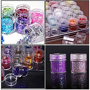 ZOENHOU 4 Pack 30 Grids Diamond Painting Storage Containers, Embroidery Diamond Storage Box Beads Organizer Case with Lid Clear Nail Art Accessories with 2 PCS Label Stickers for Jewelry DIY