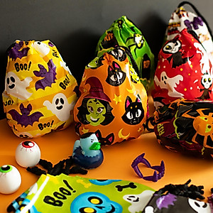 JOYIN 60 Halloween Drawstring Goody Treats Bags for Kids Halloween Trick or Treat Party Favor Supplies, Classroom Candy Goodie Bags