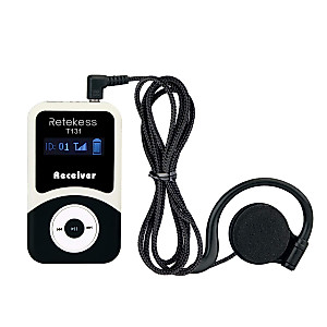Retekess T131 Wireless Tour Guide System Receiver with 3.5mm One-Side Earphone, 99 Channels, Audio Translation System for Church School Training Court Factory (Use with T130 Transmitter)
