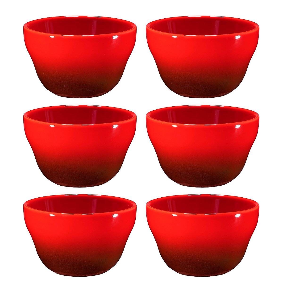 Bruntmor 8 oz Porcelain Bowls Set of 6 - for Ice Cream, Dessert, Soup, Small Side Dishes, Salad, Cereal, Rice - Microwave, Dishwasher and Oven Safe - Red Color