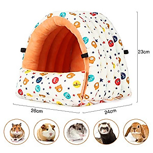 BUCATSTATE Guinea Pig Bed House with Accessories Cozy Hamster Home Large Hideout - Detachable Cushion for Dwarf Rabbits Hedgehog Ferrets Winter Nest Hamster Cage
