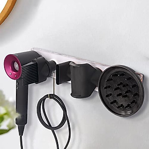 Floatant Wall Mount Hair Dryer Holder for Dyson Supersonic, Acrylic Organizer for Storage Attachments, Wall Mounted Rack with Hook for Accessories Nozzles,Wide-Tooth Comb,Diffuser(Transparent)