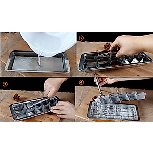 Metal Ice Cube Trays for Freezer with Easy Release Handle,and Building Brick Ice Tray or Candy Mold for Lego Fans,2pcs Ice Freezer Molds