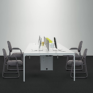 CLATINA Waiting Room Chairs with Padded Arms Leather Guest Chair no Wheels for Office Reception and Conference Desk with Sled Base Grey