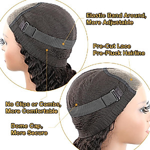 Domiso Glueless Wear and Go Wigs for Black Women Human Hair Glueless Wigs Human Hair Pre Plucked Deep Wave Lace Front Wigs Human Hair Glueless Ready to Wear Wigs No Glue Lace Pre Cut Wig 24 Inch