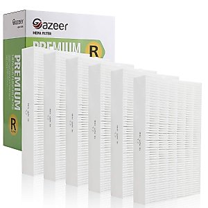 Gazeer 6 Packs True HEPA Replacement Filter Compatible with Honeywell for HEPA R Filter (HRF-R1 HRF-R2 HRF-R3) HPA090, HPA100, HPA200, HPA250 and HPA300 Series