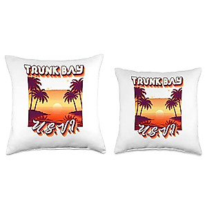 Trunk Bay Retro Beach Accessories Retro 80's Style Trunk Bay USVI Palm Tree Surf Throw Pillow, 18x18, Multicolor