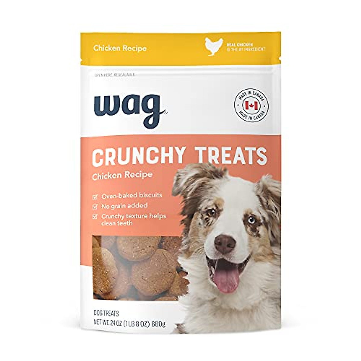 Amazon Brand - Wag Baked Biscuits Crunchy Dog Treats, Chicken, 1.5 lb