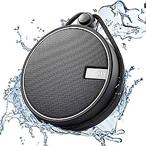 INSMY C12 IPX7 Waterproof Shower Bluetooth Speaker, Portable Wireless Outdoor Speaker with HD Sound, Support TF Card, Suction Cup for Home, Pool, Beach, Boating, Hiking 12H Playtime (Black)
