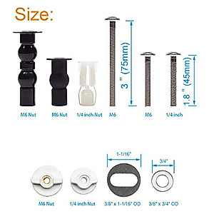 Hibbent Universal Toilet Seats Screws and Bolts Metal - Toilet Seat Hinges Bolt Screws, Toilet Seat Fixings Expanding Rubber,Toilet Seat Replacement Parts Kit(5 Choices)