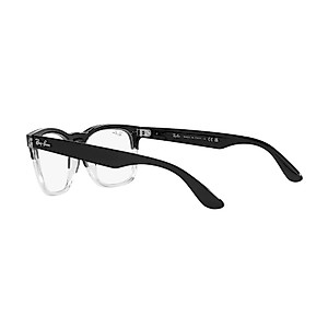 Ray-Ban RX4487V Steve Square Prescription Eyewear Frames, Black on Transparent/Demo Lens, 54 mm