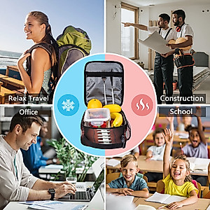 Football Lunch Bag for Women Men, Insulated Reusable Lunch Box for Work Office School Picnic - Portable Lunch Tote Bag Cooler Bag