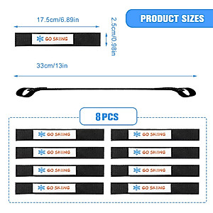 Vecacosic 8 Pcs Ski Brake Retainer Strap - Non-Breakable Universal Black Polypropylene Ski Brake Retainer Bands with Hook and Loop, Snowboard Brake Retainers for Sports Outdoor, Easy to Use (8 PCS)