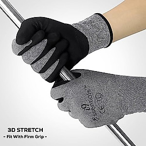 I9 Essentials Multi-Purpose Micro-Foam Nitrile-Coated Work Gloves Large - Seamless Work Gloves with Touchscreen Fingers Safety Gloves for Woodworking, Gardening, Construction - Black & Grey, 12 Pairs