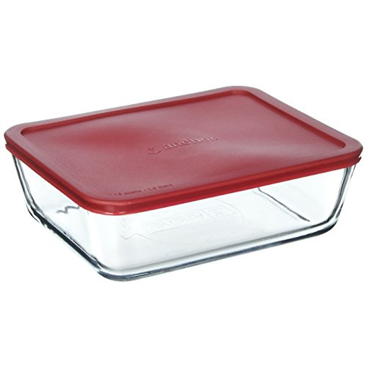 Anchor Hocking Classic Glass Food Storage Container with Lid, Red, 11 Cup, Clear, Regular - 77931