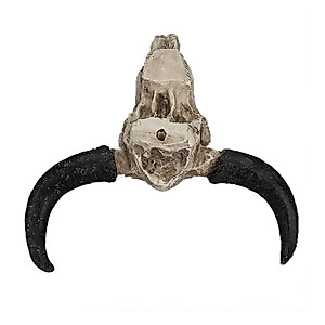 Tvoip 1Pcs Resin Wall Hanging Horn Skulls Steer Bull Head Sculpture Long Horn Cow Skull Wall Hanging Mounted Longhorn Steer Resin Wall Deco (NO.1)