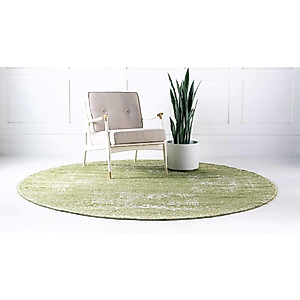 Unique Loom Bromley Collection Area Rug - Wells (5' 1" Round Green/Ivory)