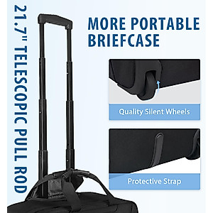 EMPSIGN Rolling Laptop Bag, 17.3 inch Computer Bag for Men & Women, Water Repellent Travel Bag with RFID Blocking Pocket, Overnight Bags with Wheels, Briefcase for Business/Commute/Travel/School-Black