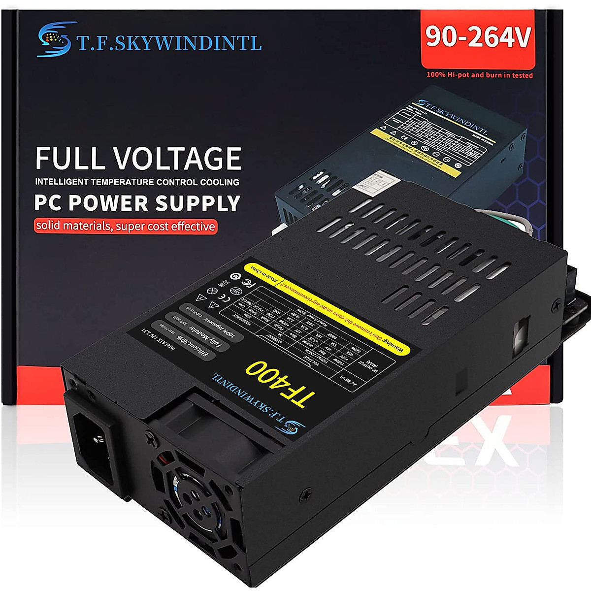 Flex ATX Power Supply 350W 1U Fully Modular PSU 90-264V AC with 1x20/24Pin Mainboard Power,2xSATA Ports, 2xIDE Fan Power for Rack Mount Case Desktop Server POS AIO System