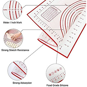 Pastry and Dough Mats - 3 Pack, Non Stick Silicone Kitchen Mat For Rolling Dough, And Fondant, With Size Guiding Circles, Dishwasher Safe