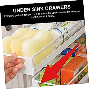 CHILDWEET Pull Drawer Cabinet The Bathroom Basket for Steel Organizer Heavy Sliding Slide Under Clo Kitchen Sink Shelf Storage Home Duty Out White Rack Metal Organizers Pantry Shelves