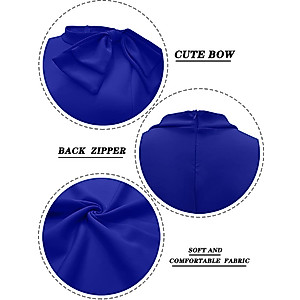 LAGSHIAN Women Fashion Peplum Bodycon Short Sleeve Bow Club Ruffle Pencil Party Dress Royal Blue