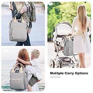 OSOCE Diaper Bag Backpack, MultiFunction Maternity Baby Bag, Waterproof and Stylish Diaper Backpack for Mom and Dad, Baby Diaper Bag with Large Capacity and Lightweight Size, Light Grey