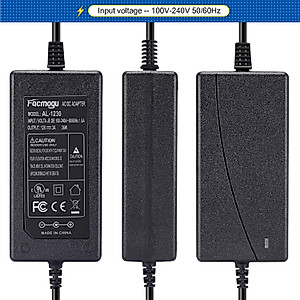 Facmogu DC 12V 3A Power Adapter, 100-240V AC to DC 12V 3A 36W Power Suppy with Barrel Connector 5.5x2.5mm & 5.5x2.1mm, 12 Volt 3 Amp Desktop Adpater 12V 3A Switching Transformer AC/DC Power Converter