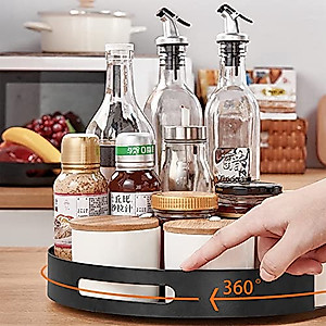 Lazy Susan Organizer, LALASTAR Lazy Susan Turntable for Cabinet, Metal Lazy Susan Kitchen Spice Rack Organizer, Black Lazy Susan for Countertop, Panty, Refrigerator, 11.5"