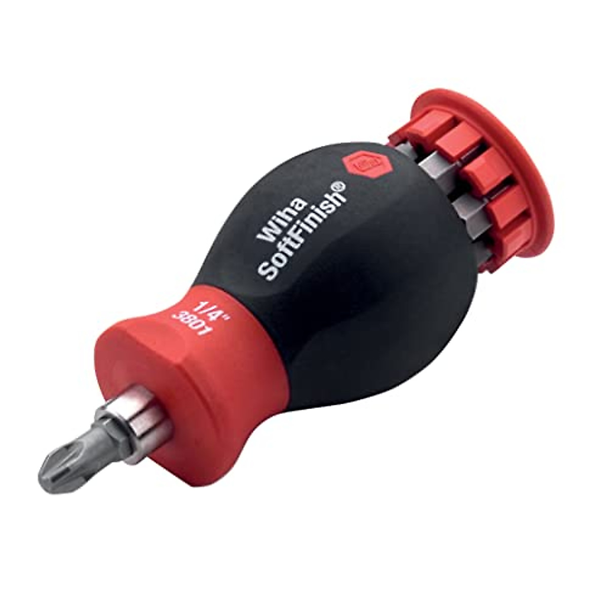 Wiha 38048 Stubby Screwdriver With Six-In-One Insert Bits, Multi-Bit