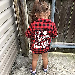 Toddler Baby Girl Toddler Baby Girl Boys Kids Letters Print Long Sleeve Shirt Button Plaid Top Jean Jacket Coat Outwear (red buffalo plaid jacket,2-3t)