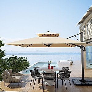 Nalupatio Patio Umbrella 10FT Outdoor Square Umbrella Large Cantilever Patio Umbrella 360°Rotation Hanging Double Top Offset for Garden Deck Patio