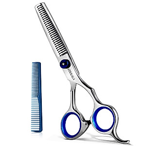 COOLALA Stainless Steel Hair Cutting Scissors Thinning Shears 6.5 Inch Professional Salon Barber Haircut Scissors Family Use for Man Woman Adults Kids