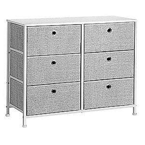 SONGMICS 3-Tier Closet Drawer, 31.5 x 11.8 x 24.8 Inches, Light Gray and White ULTS23W & 4-Tier Dresser Units Storage Cabinet with 4 Easy Pull Fabric Drawers, 17.7", Light Gray