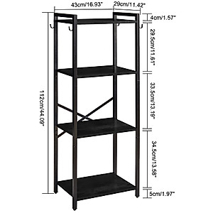 YMYNY Bookcase, 4-Tier Narrow Ladder Bookshelf, Freestanding Shelving Unit, Multifunctional Storage Rack, for Home Office Living Room Bedroom Kitchen, Plant Stand, Black, 44 * 16.9 * 11.4" UHBC004B