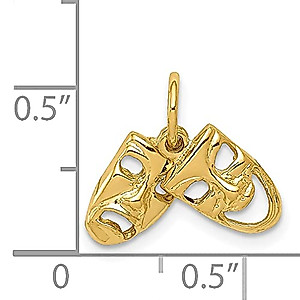 IceCarats 14K Yellow Gold Comedy Tragedy Set Necklace Charm Pendant 15mm x 11mm Only