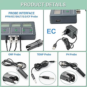 Kadxyan 8 in 1 Water Quality Tester, PH/EC/TDS/Salt/S.G/CF/ORP/Temperature Water Quality Monitor, Tuya WiFi Smart Wall-Mounted Water Detector for Fish Tank, Aquarium, Sea Water, Swimming Pool