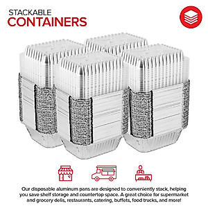 Stock Your Home 1 Lb Small Aluminum Pans with Lids (100 Pack) Foil Pans + Clear Plastic Lids, Disposable Cookware, Takeout Trays with Lids - To Go Disposable Food Containers for Restaurants & Catering