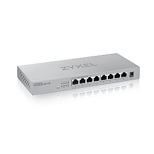 Zyxel 8-Port 2.5GbB MultiGig Ethernet Unmanaged Switch | 8 x 100/1G/2.5G Mbps Ports | Plug & Play | Metal Housing | Desktop or Wall-Mount | Ethernet Splitter MG-108
