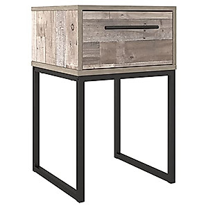 Signature Design by Ashley Neilsville Industrial 1 Drawer Nightstand, Light Brown