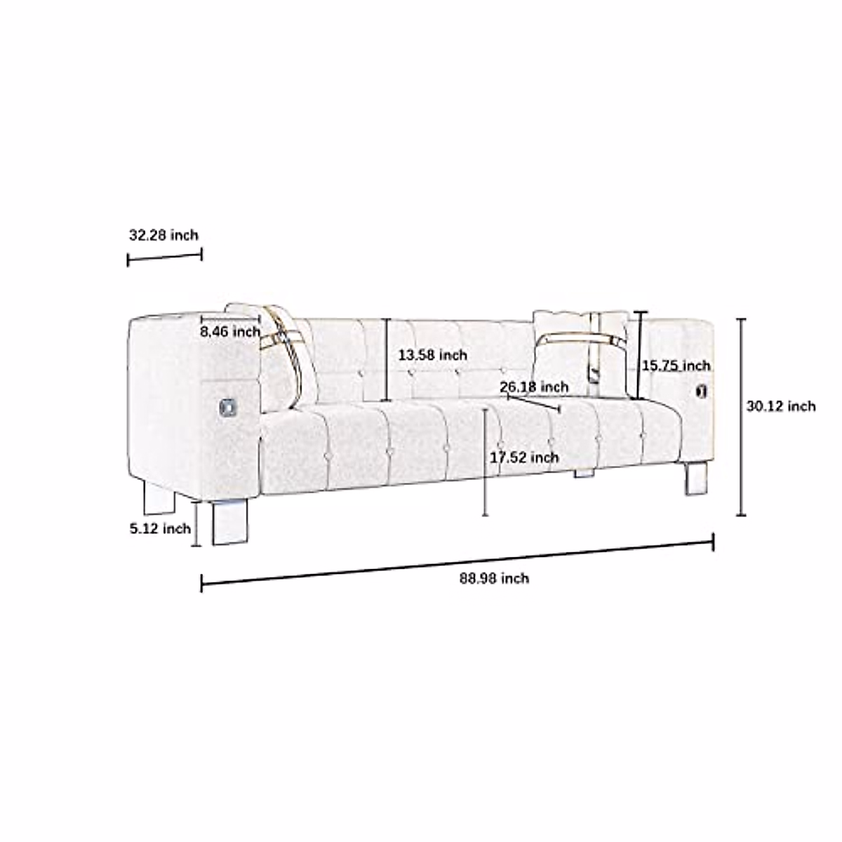ANTTYBALE 2PCS Mid Century Modern Button Tufted Velvet Living Room Couch Loveseat Sofa with Gold Metal Legs and 2 Throw Pillows, 89 inch (2pcs Green)