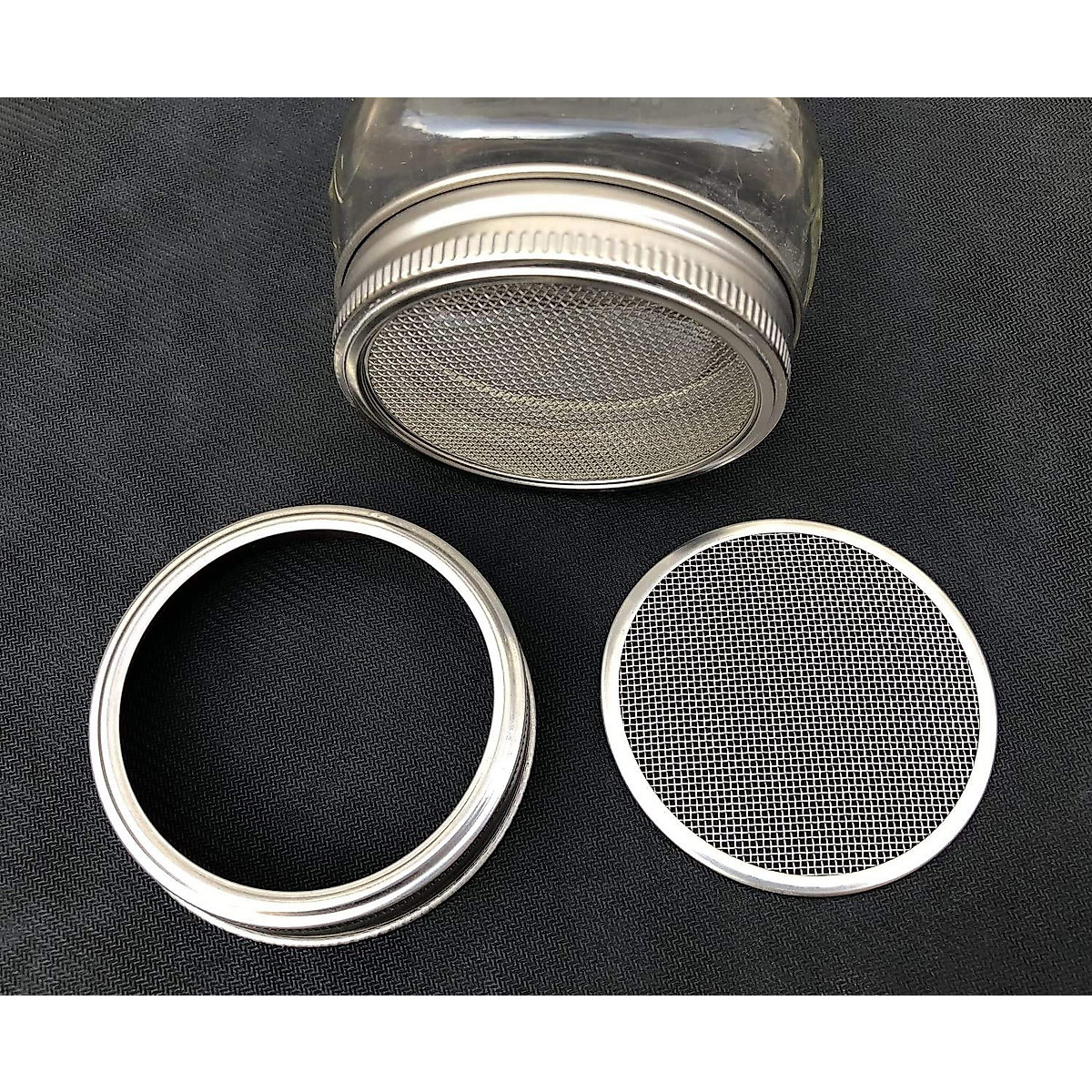 THINKCHANCES Food Safe,BPA Free Rust Resistant Stainless Steel Sprouting Screen Lids and Bands for Wide Mouth Mason Ball Canning Jars for Growing Organic Sprout Seeds at Your Home (Wide Mouth, 3 Pack)