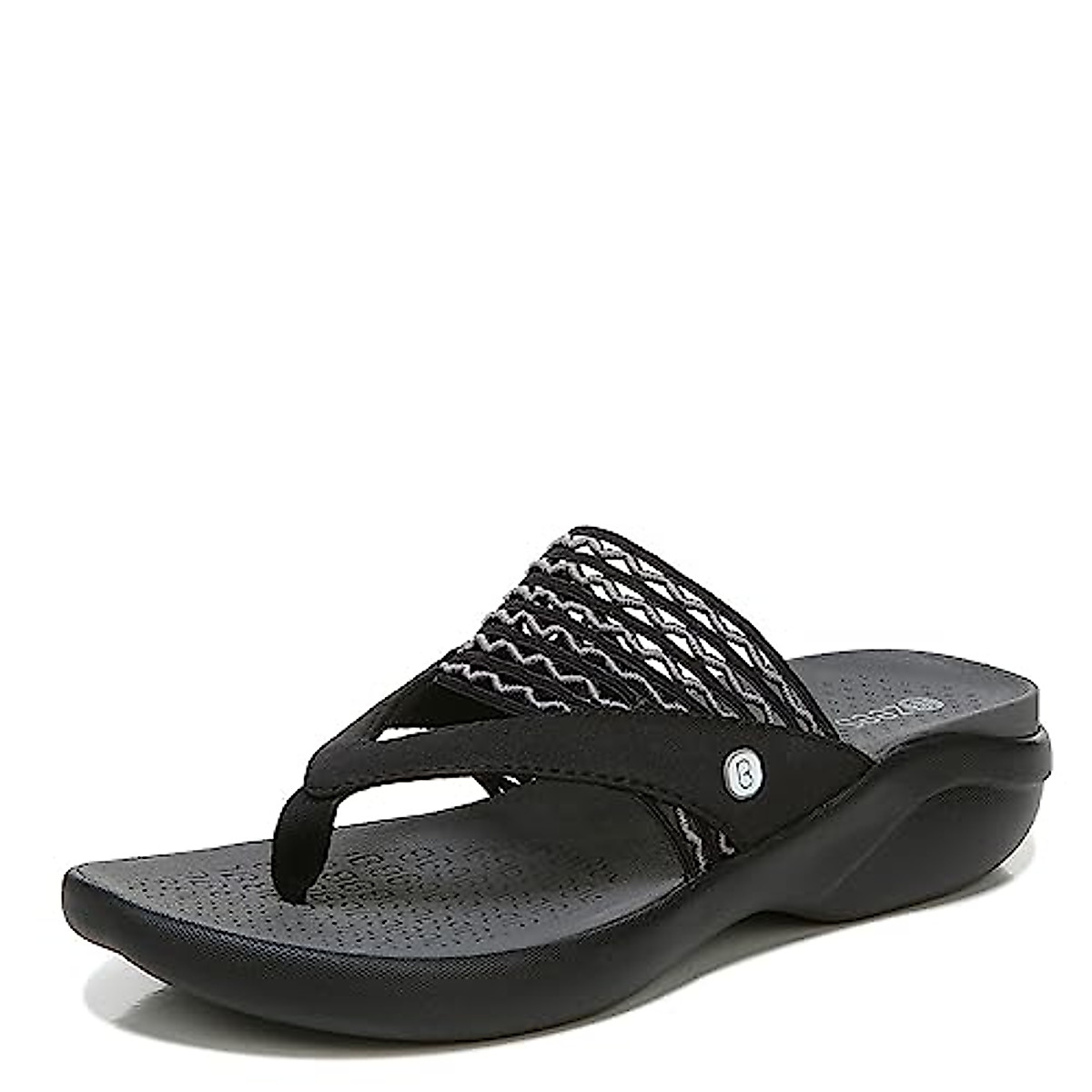 BZees Womens Cabana Sandal Flip-Flop, Black, 10 Wide US