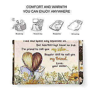 Gifts for Sister Throw Blanket Cozy & Soft Throw Blankets Sister Birthday Gifts from Sister Christmas Personalized Throw Blanket to My Sister Flannel Blankets 50" X 60"