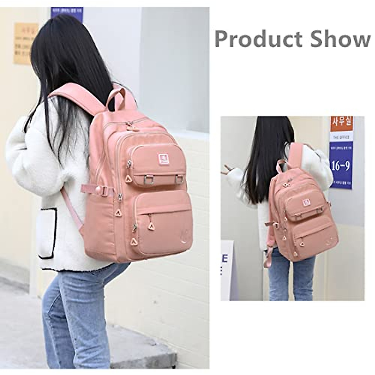 BEFUNIRISE Backpack for School Girls Bookbag Cute Bag College Middle High Elementary 18 Inch School Backpack for Teen Girls (#1Pink, Large)