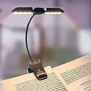 Vekkia 14 LED Rechargeable Book-Light for Reading at Night in Bed, Warm/White Reading Light with Clamp, 180° Adjustable Clip on Light, Lightweight Eye Care Book Light, Perfect for Book Lovers