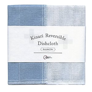 IPPINKA Nawrap Kinari Reversible Dishcloth, Made in Japan, 6 Ply, Durable and Absorbent, 13.5 x 13.5 Inches - Aqua X Natural White