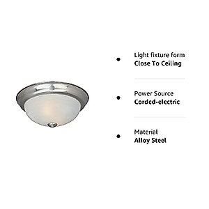 Designers Fountain 11 in Modern 2-Light Flush Mount Ceiling Light, Satin Platinum with Alabaster Glass Shade, 1257S-SP-AL