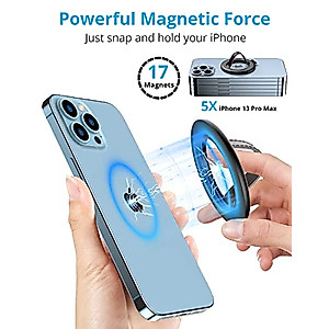 SUPMEGA Magnetic Phone Grip for MagSafe, Magnetic Phone Ring Holder with Leather Finger Grip and Stand, only for iPhone 14 Pro Max, 14 Plus, 14 Pro, 14, 13 Pro Max, 13 Pro, 13, 12 Pro, 12